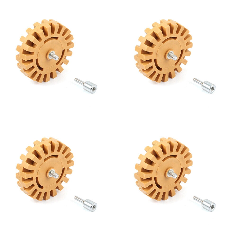 US 2-4 Pc 4” Decal Removal Wheel ABN Rubber Eraser Drill Arbor Adapter ...