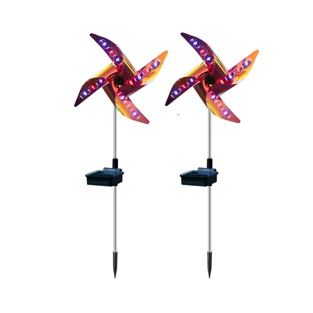 US 2-4 Pcs Solar LED Windmill Spinner RGB Wind Outdoor Catcher Patio ...