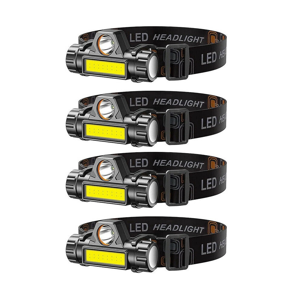 US 2-4Pack Waterproof LED Headlamp Flashlight USB Rechargeable ...