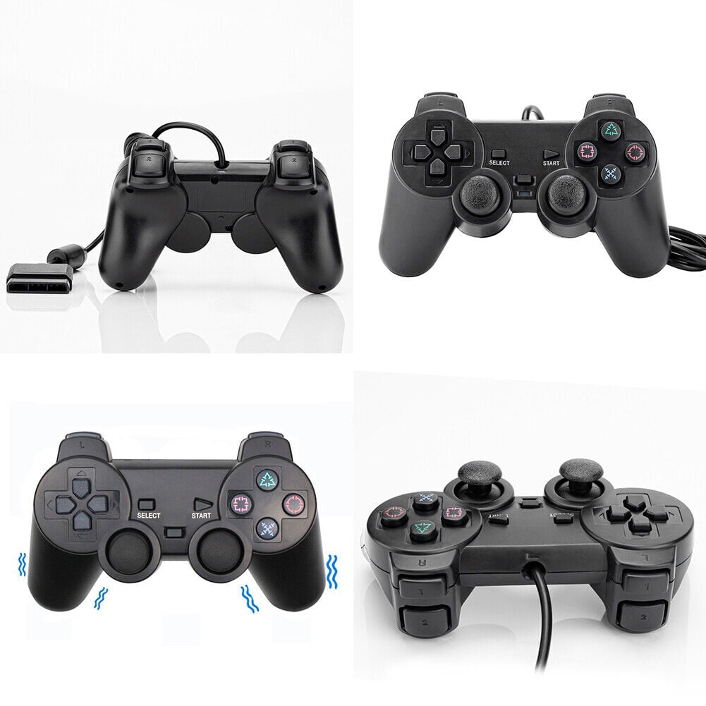 US 2 Pack Controller For PlayStation 2 PS2 Wired Black Joystick Joypad ...
