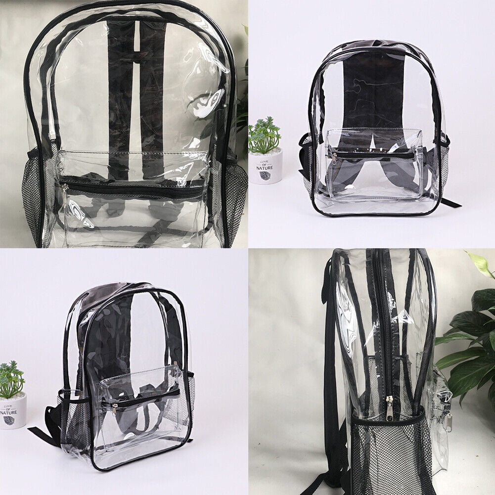US 2 Pack Heavy Duty Clear Transparent Backpack See Through Book-bag ...
