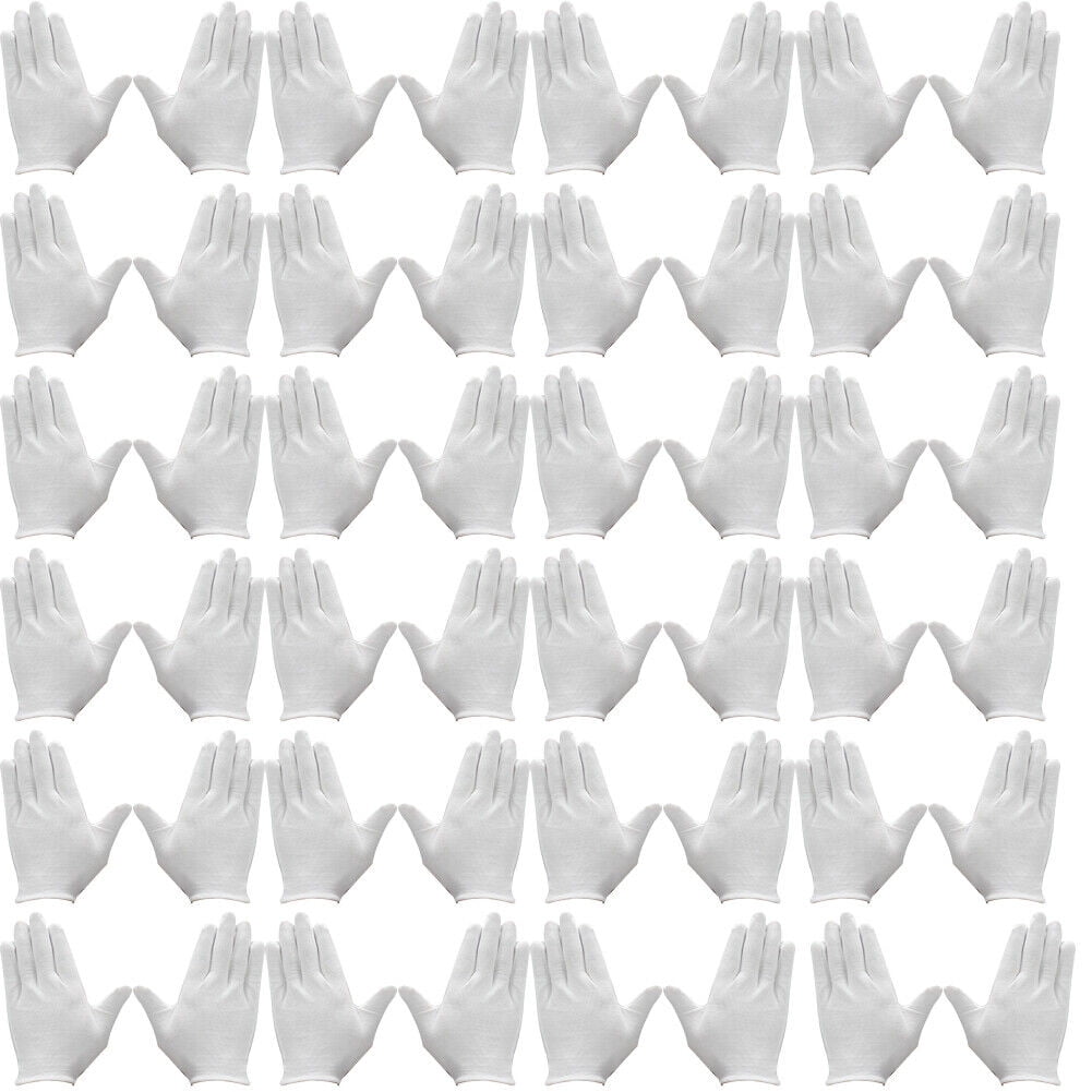 US 24-48 Pairs 100% Cotton Coin Jewelry Inspection Work Gloves White ...