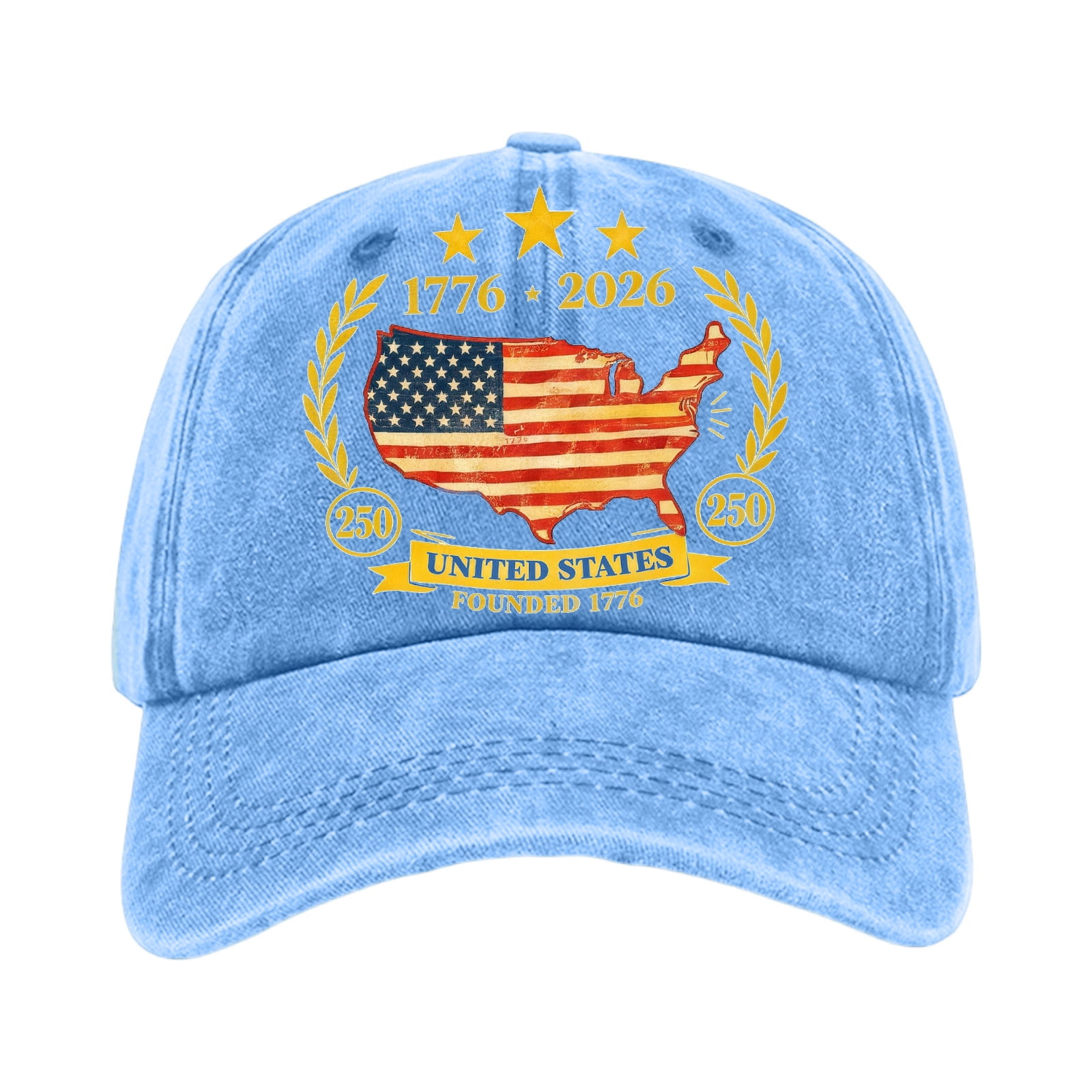 US 250th Anniversary Baseball Cap, Distressed Washed Cotton Patriotic ...