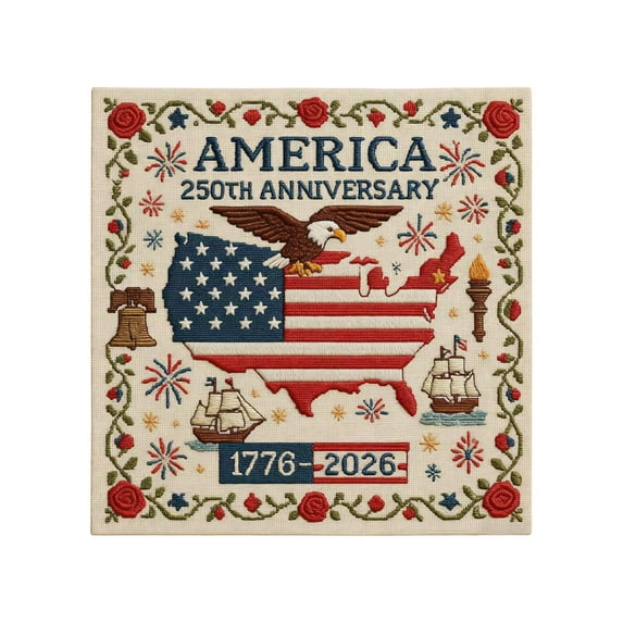 US 250th Anniversary Cross Stitch Kit Personalized Patriotic DIY ...