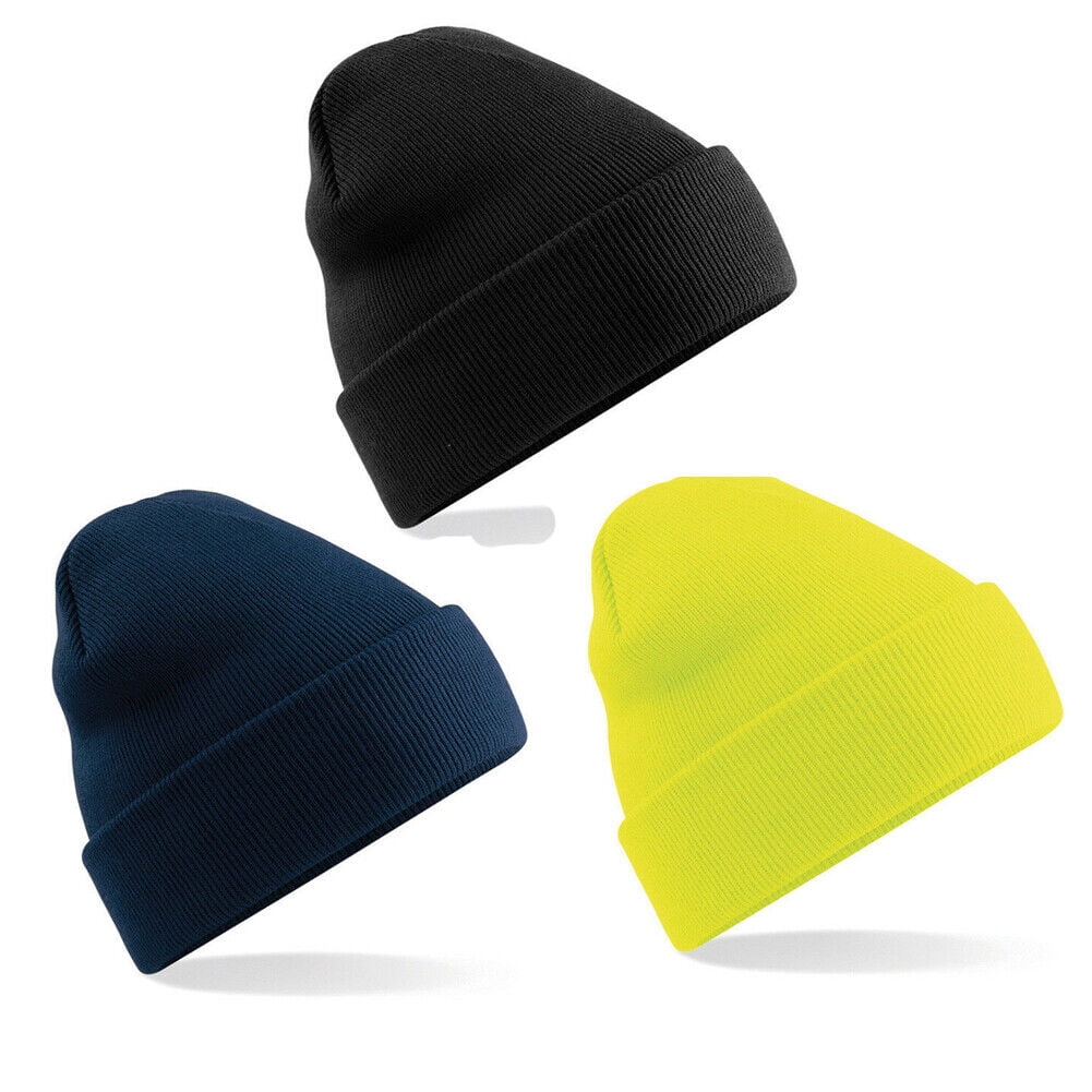 US 3-6 Pack Warm Beanie Skull Winter Cuff Hats Ribbed Solid Plain Knit ...