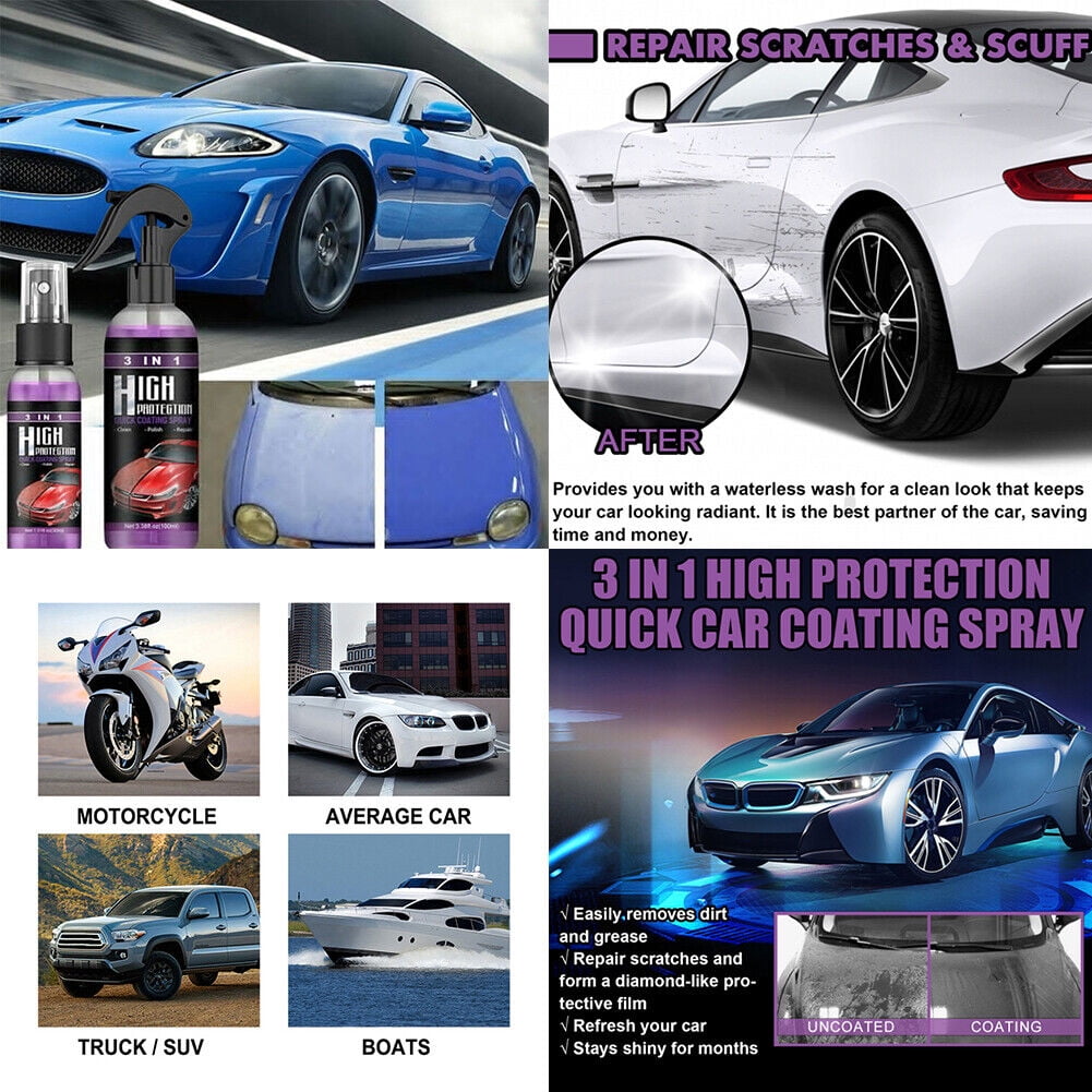 US 3 in 1 High Protection Quick Hydrophobic Car Coat Ceramic Coating Spray 100ML - Walmart.com