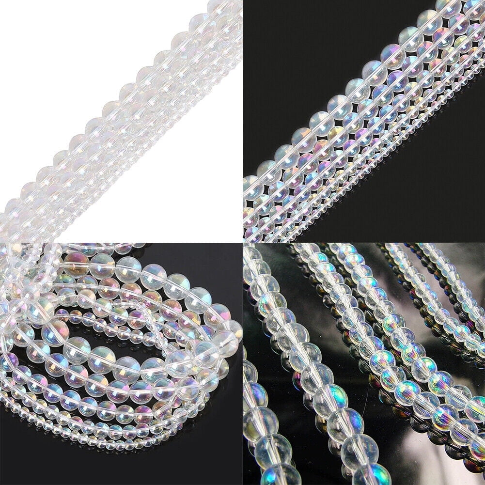 US 4~10mm Clear Rainbow Iridescent Mermaid Smooth Round Glass Bubble Bead Strand - Walmart.com