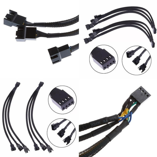 US 4-8 Pack 4 Pin 1 to 3 Way PWM Case PC Fan Splitter Cable Hub Power ...