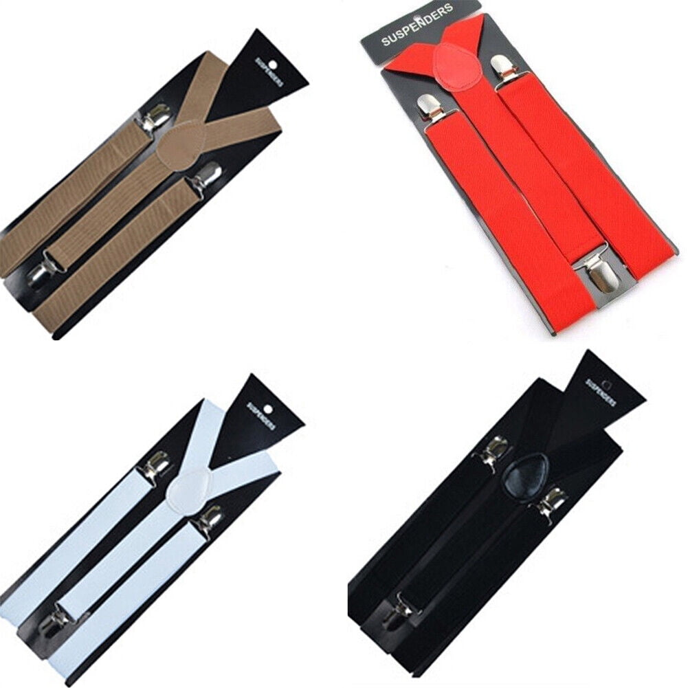 US 4 Pack Wide Suspenders For Mens Adjustable Clip-On Y-Back Heavy Duty ...