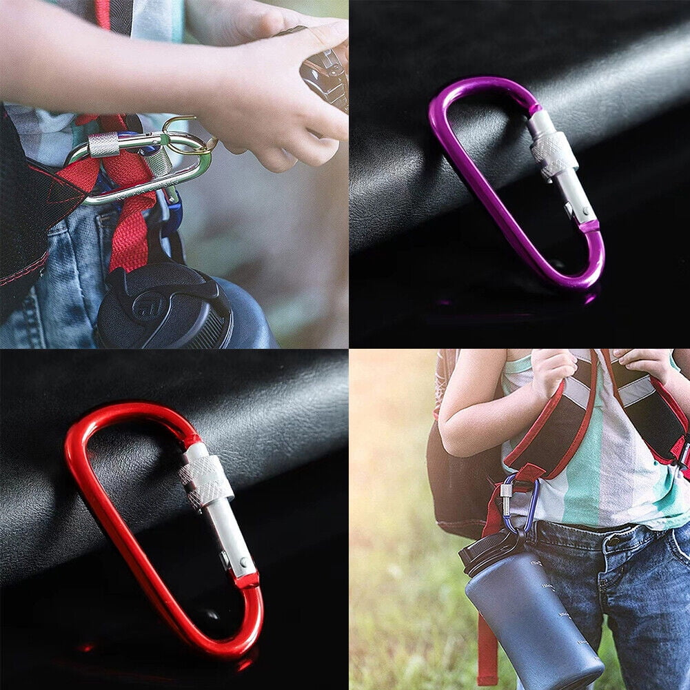 US 5-10 Pcs Carabiners Clip Multicolor 3 Inch Locking D Ring Shape ...