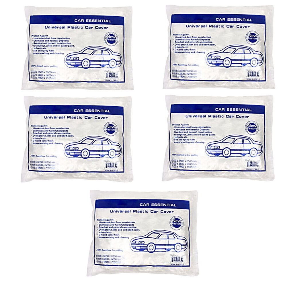 US 5-10Pc Protective Clear Plastic Car Cover with Elastic Band, Dust ...