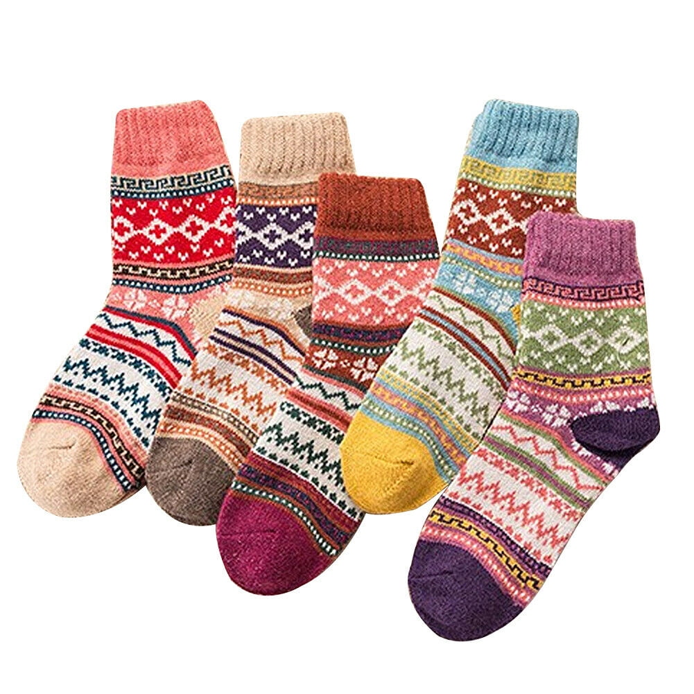 US 5 Pairs Merino Wool Socks Womens, Soft Thermal, Heavy Cashmere ...