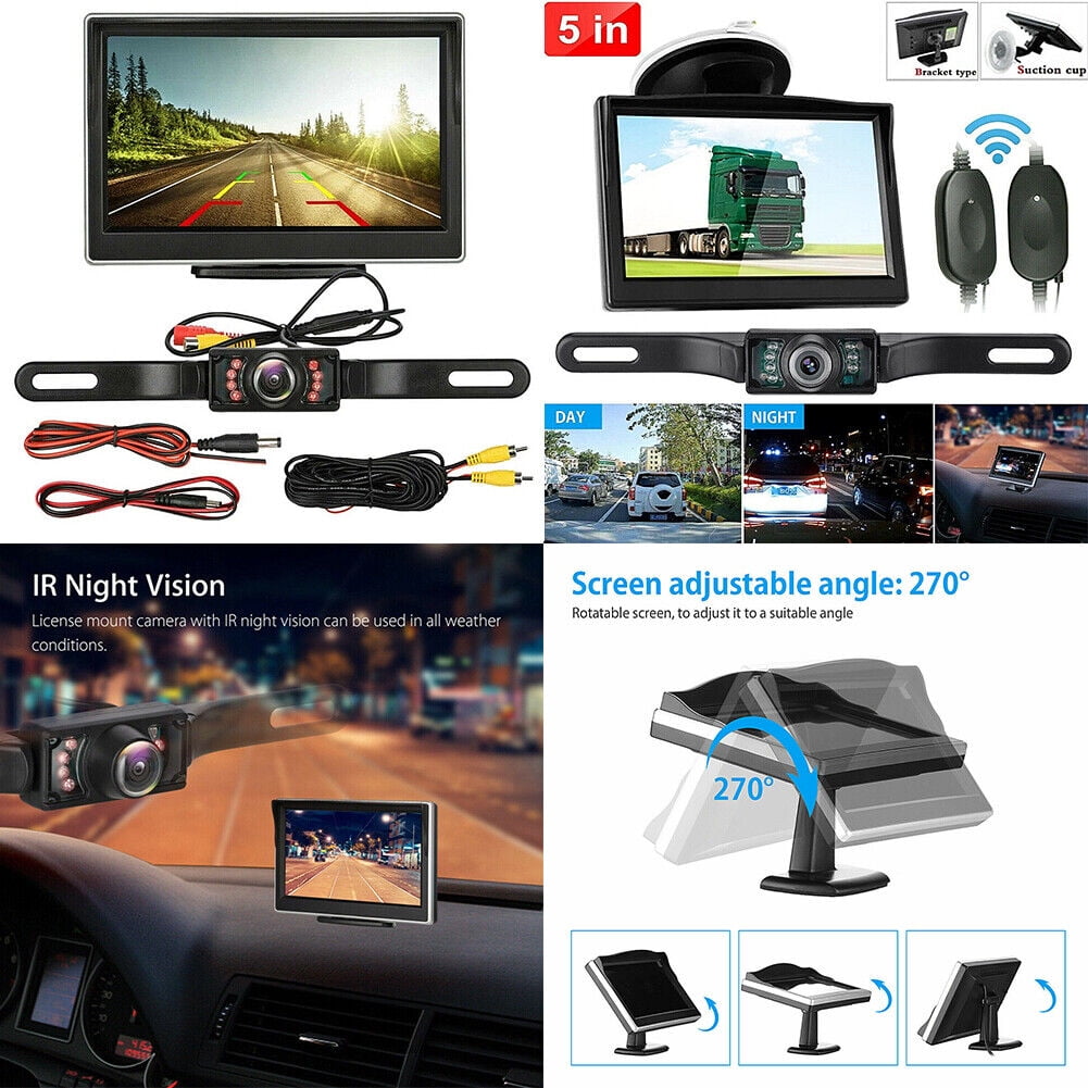 US 5" Wireless Night Vision Backup Camera System with HD Display for ...