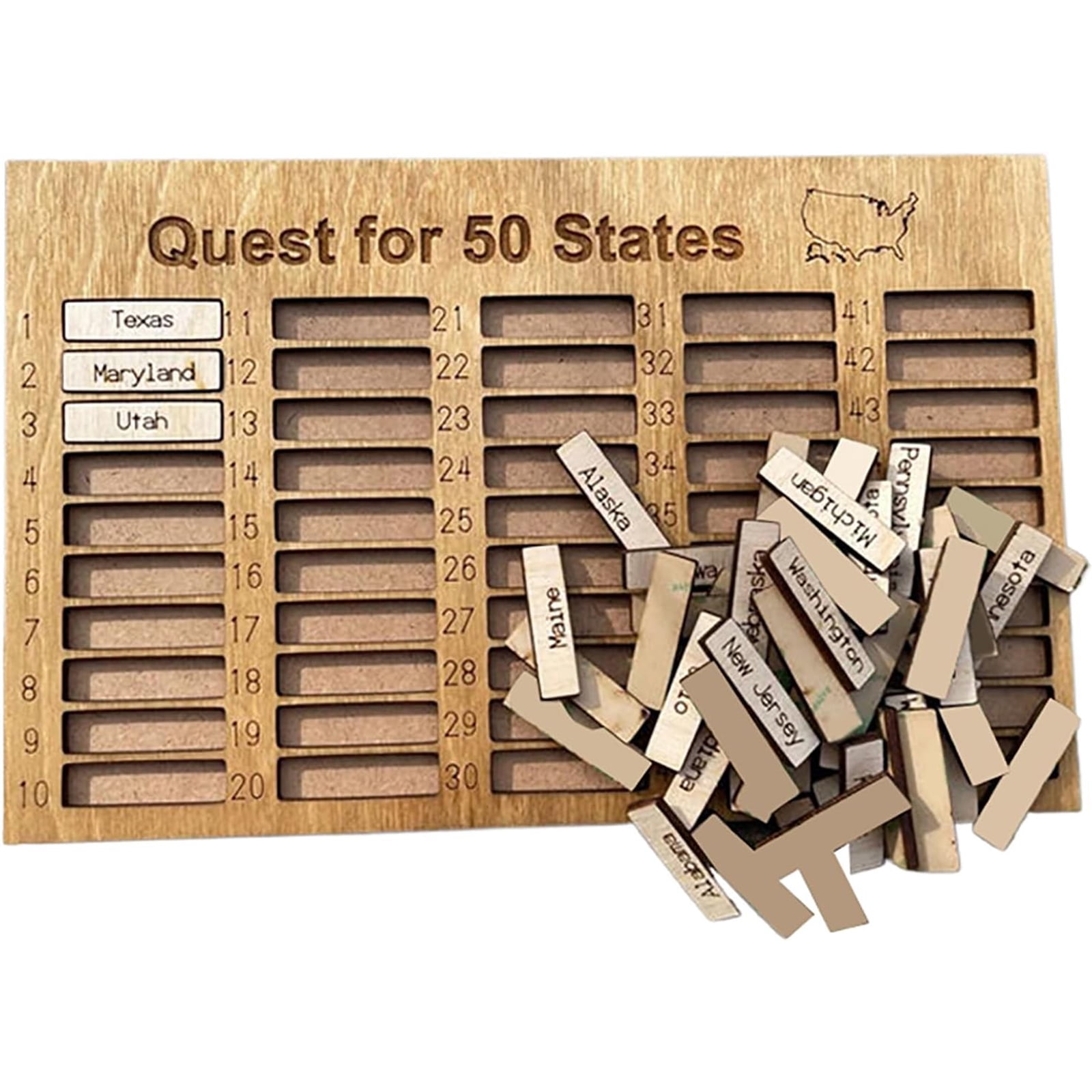 US 50 States Travel Complete List Wooden Ornament Visit 50 States ...