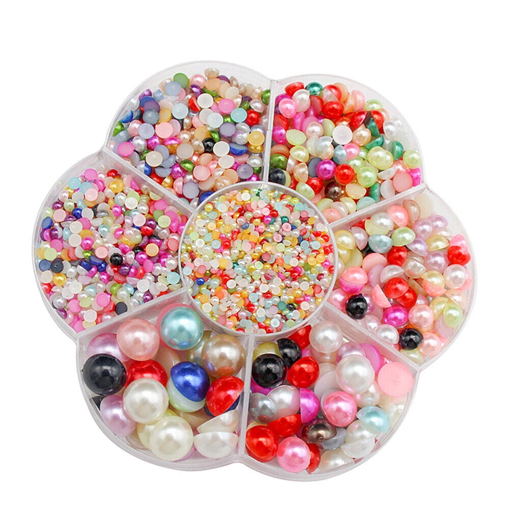 US 5600~11200 Set DIY Half Artificial Pearl Bead Flat Back Beads Craft ...