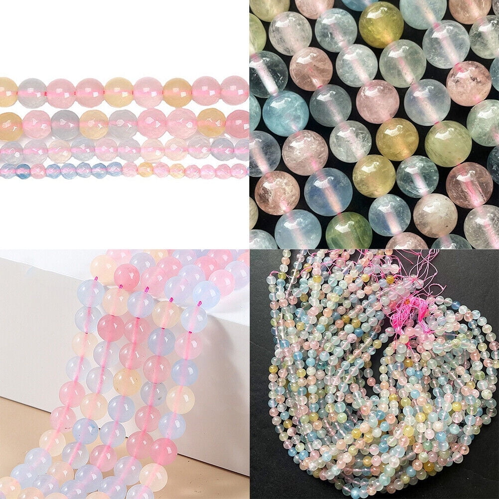 US 6~10mm Morganite Beads Strand Round Loose Natural Gemstone for ...