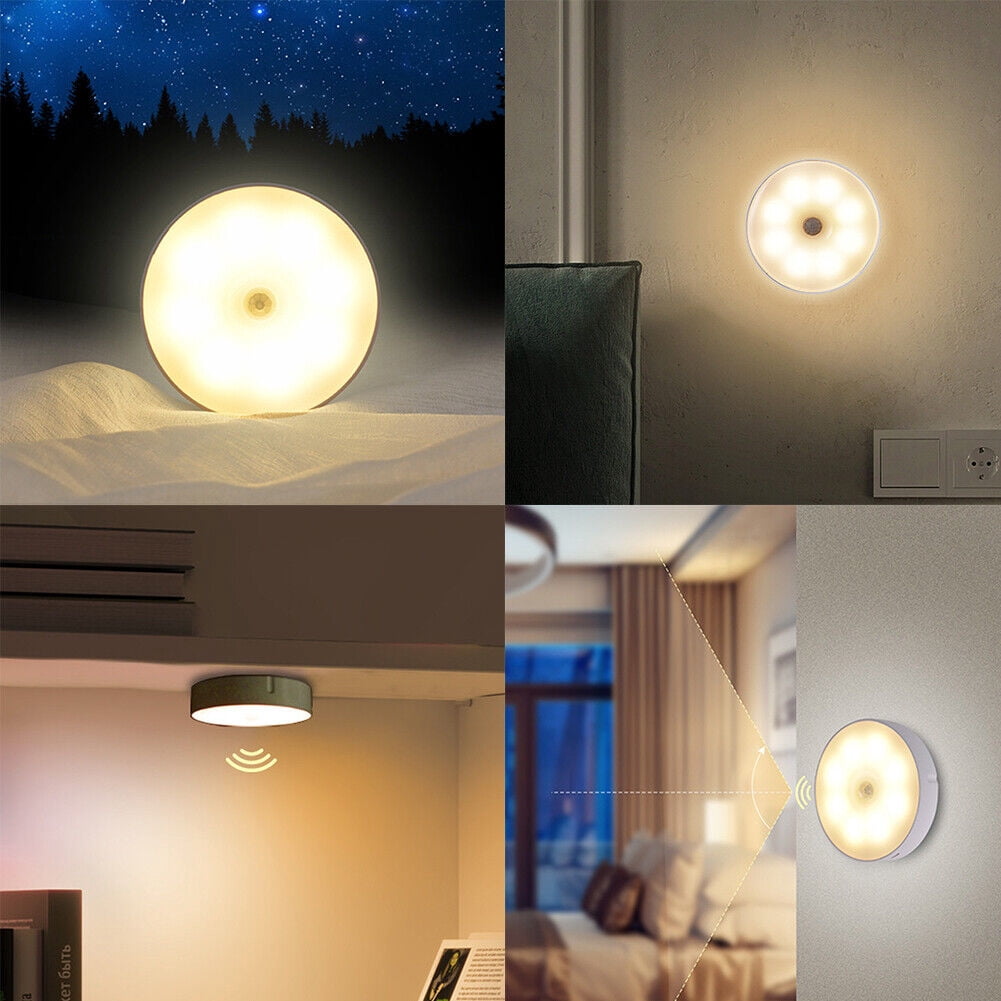 US 6-12 Pack Motion Sensor LED Nigh Light Indoor Closet Wireless Wall Puck Lamp - Walmart.com