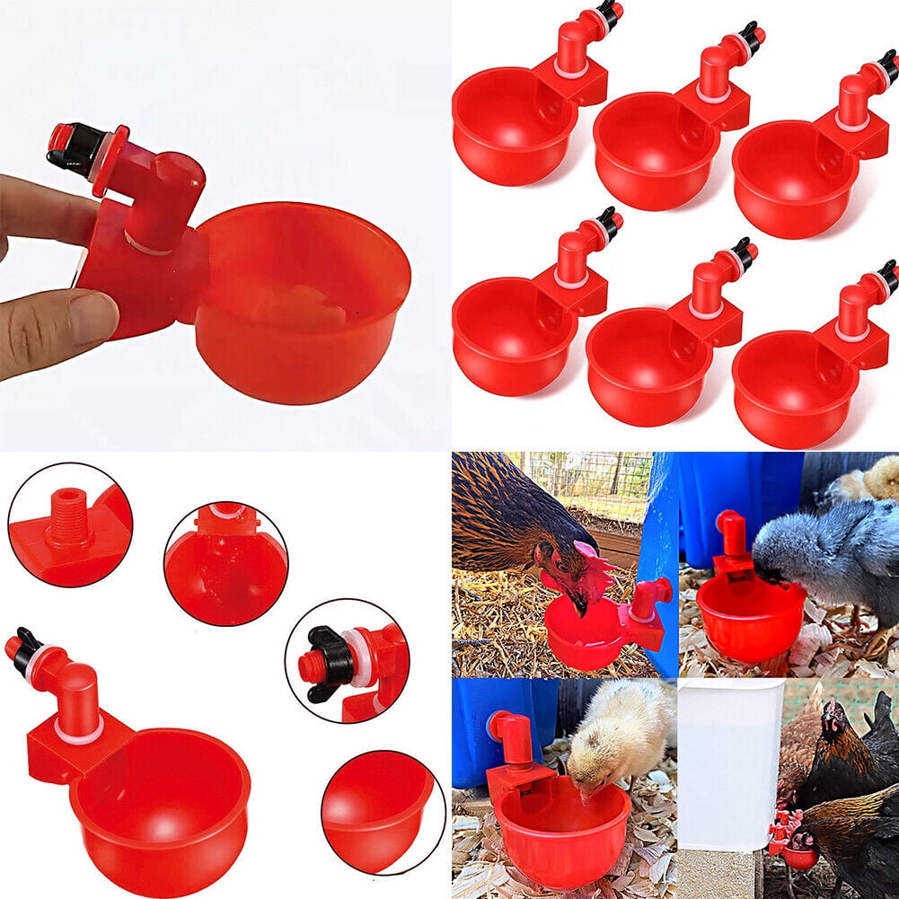 US 6-12 Pc Poultry Water Cup Chicken Feeder Duck Turkey Rabbit ...