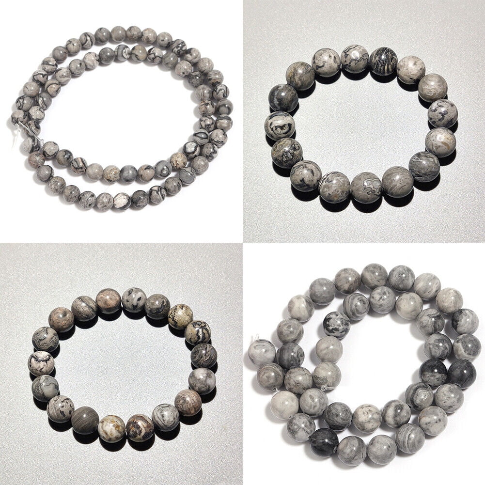 US 6/8/10mm Natural Stone Map Jasper Beads Round Spacer For Jewelry ...