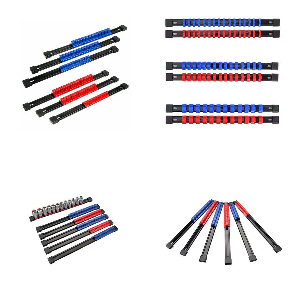 US 6 PCS INDUSTRIAL ABS MOUNTABLE SOCKET RAIL RACK HOLDER ORGANIZER 1/4 ...