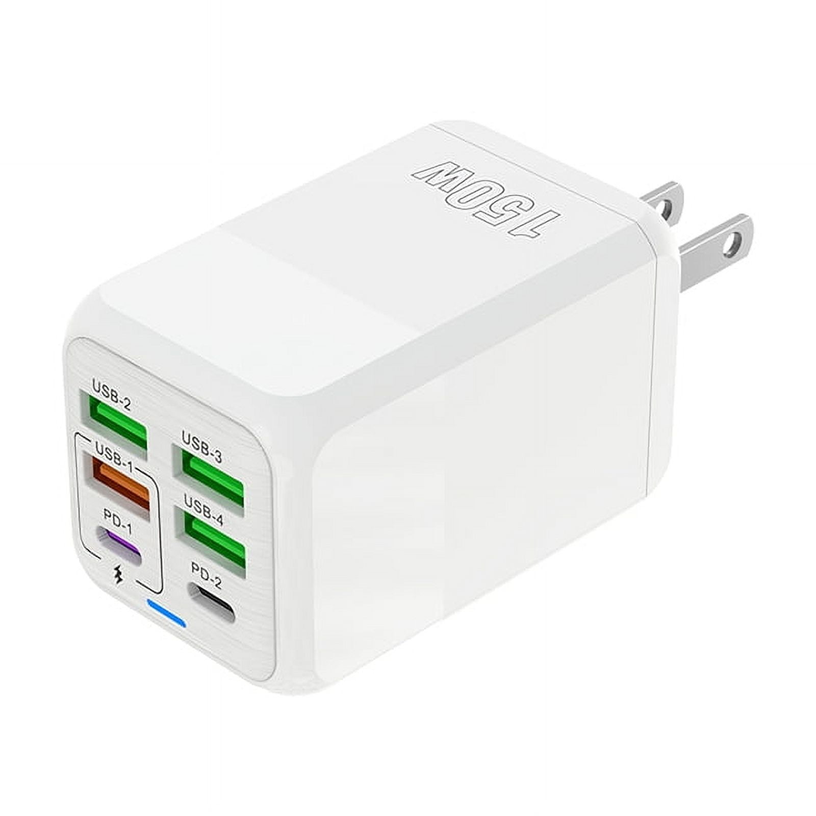 US 6 Port Mobile Phone Charger Fast Charging Adapter 150W 4 USB 2 Type ...