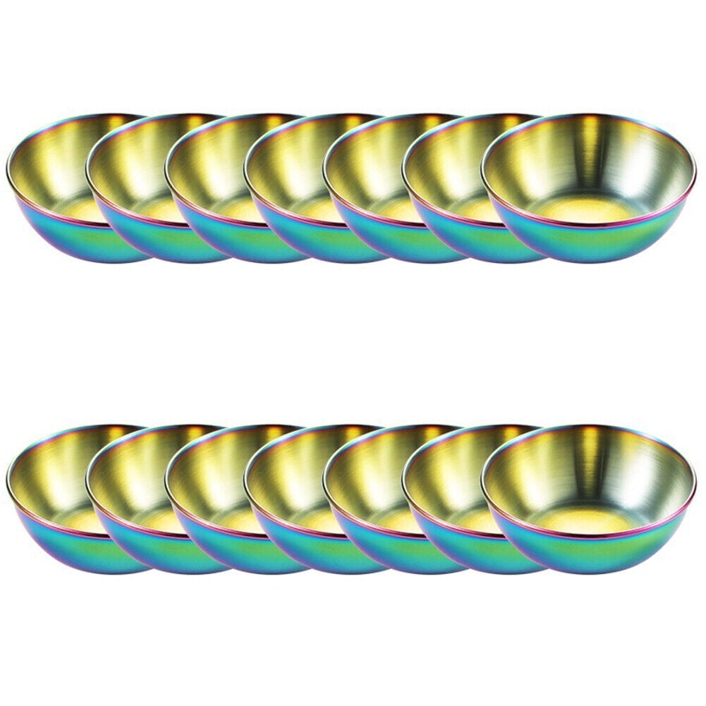 US 8-16 Pc 3.2” Stainless Steel Sauce Dish Saucers Dipping Bowl ...