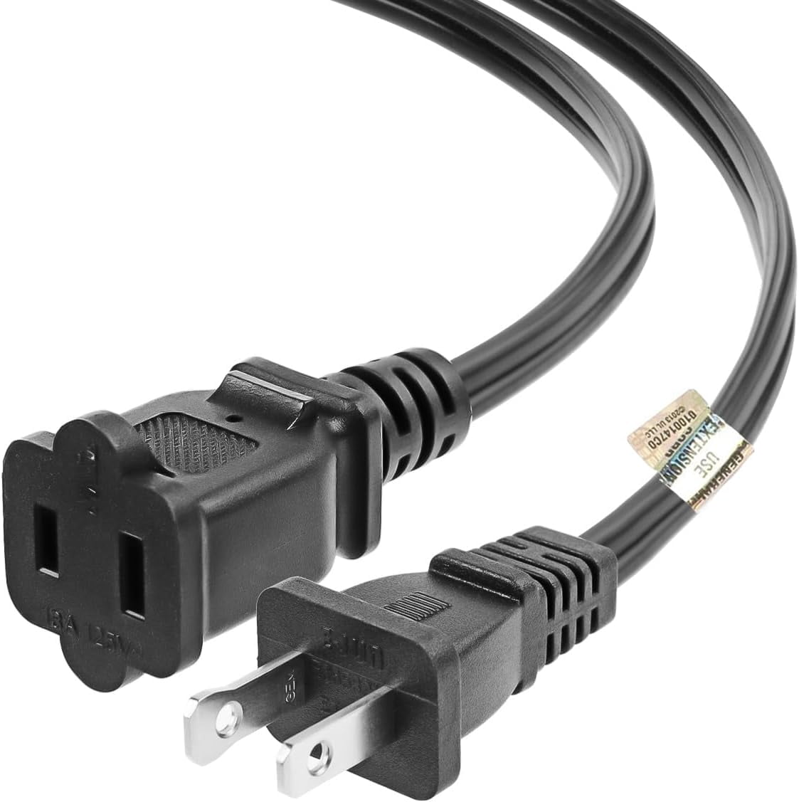 US AC Power Extension Cable Cord 2-Prong Polarized Male to Female ...