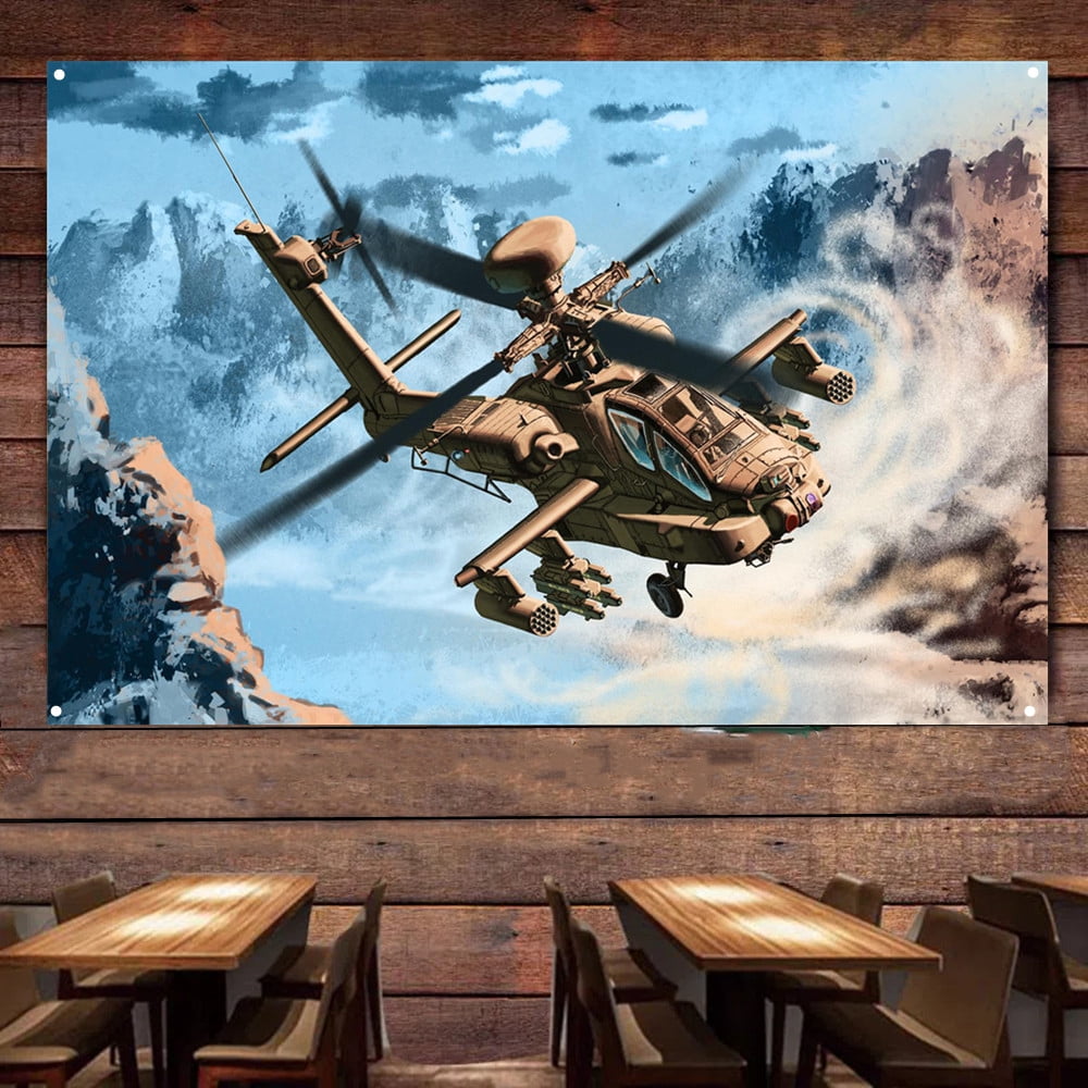 US AH-64 Longbow II Posters Wall Banner Air Force Jet Fighter Canvas ...