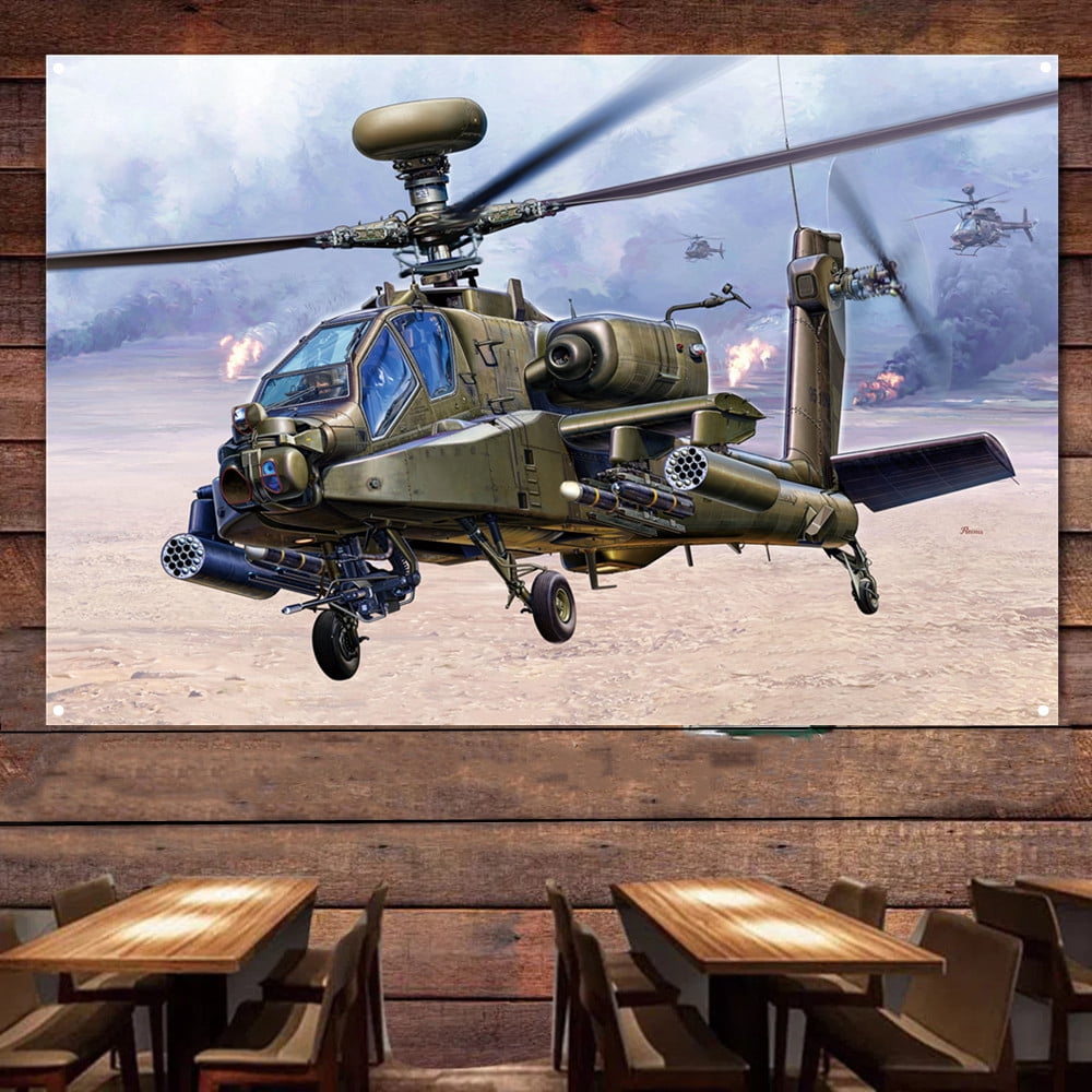 US AH-64D Apache Longbow Attack Helicopter Poster Wall Banner & Flag ...