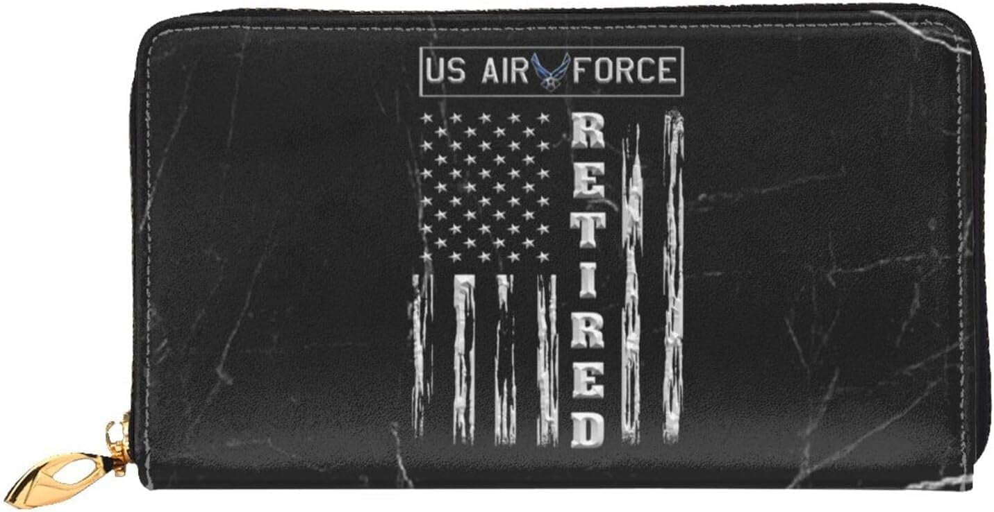 US AIR Force Retired American Flag Wallet Card Bag Leather Wallet ...