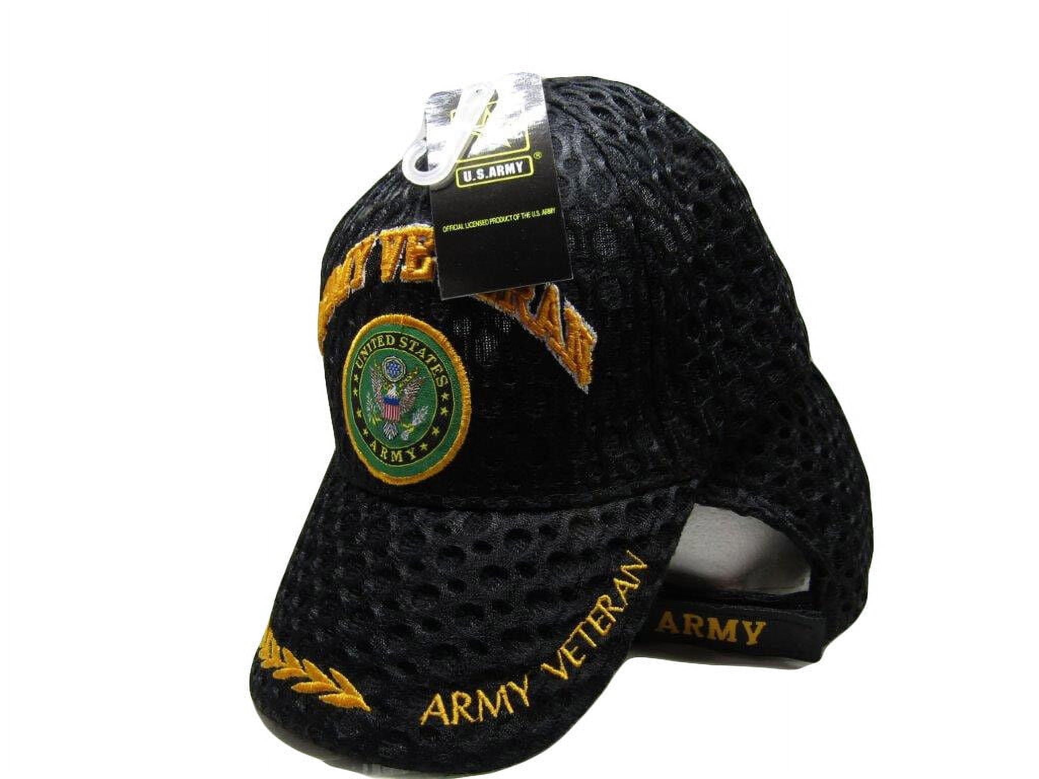 US ARMY EMBLEM Veteran side line mesh Black Embroidered Baseball Cap ...
