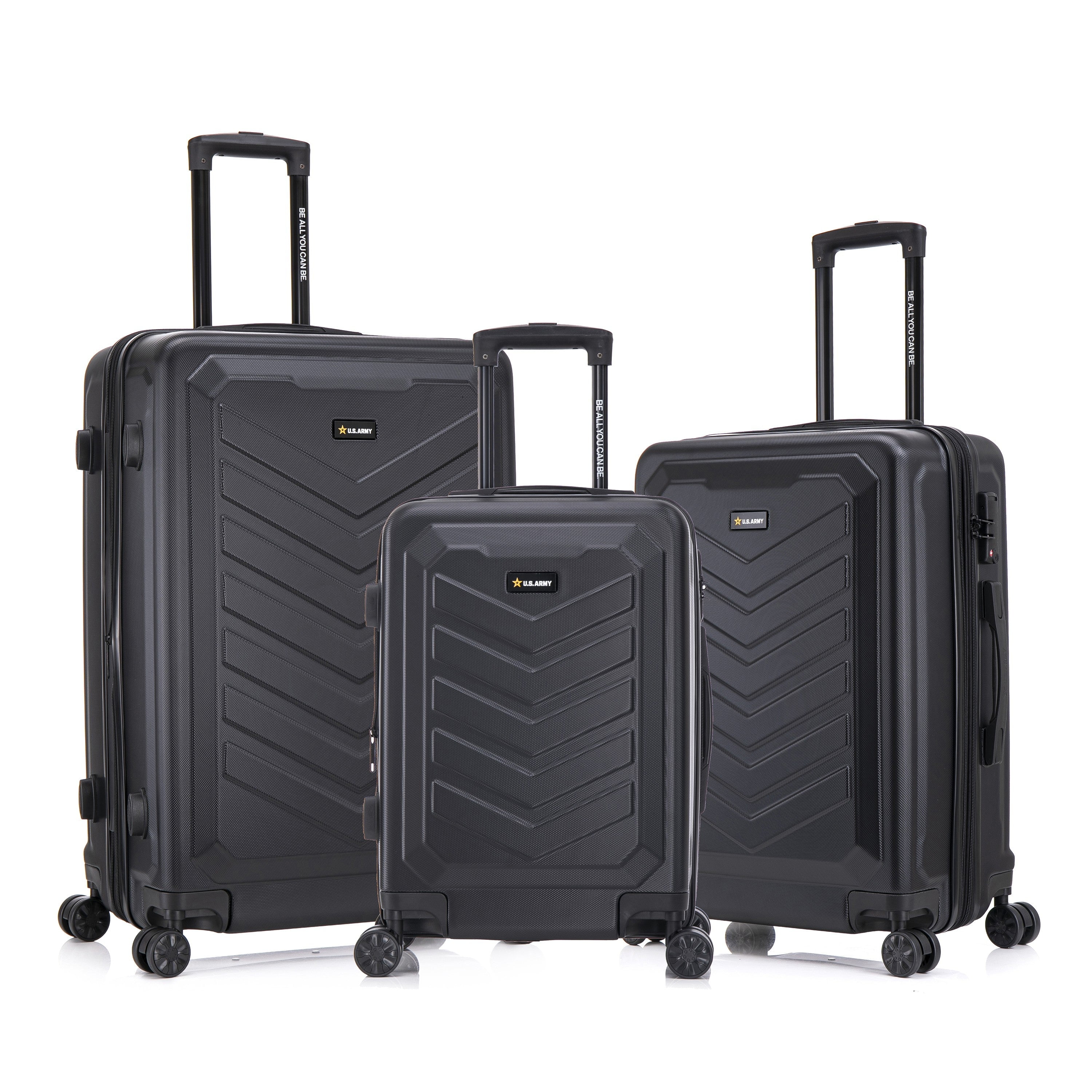 US ARMY FOX PRO 3-piece Luggage Set 20"/24"/28" Expandable Suitcases ...