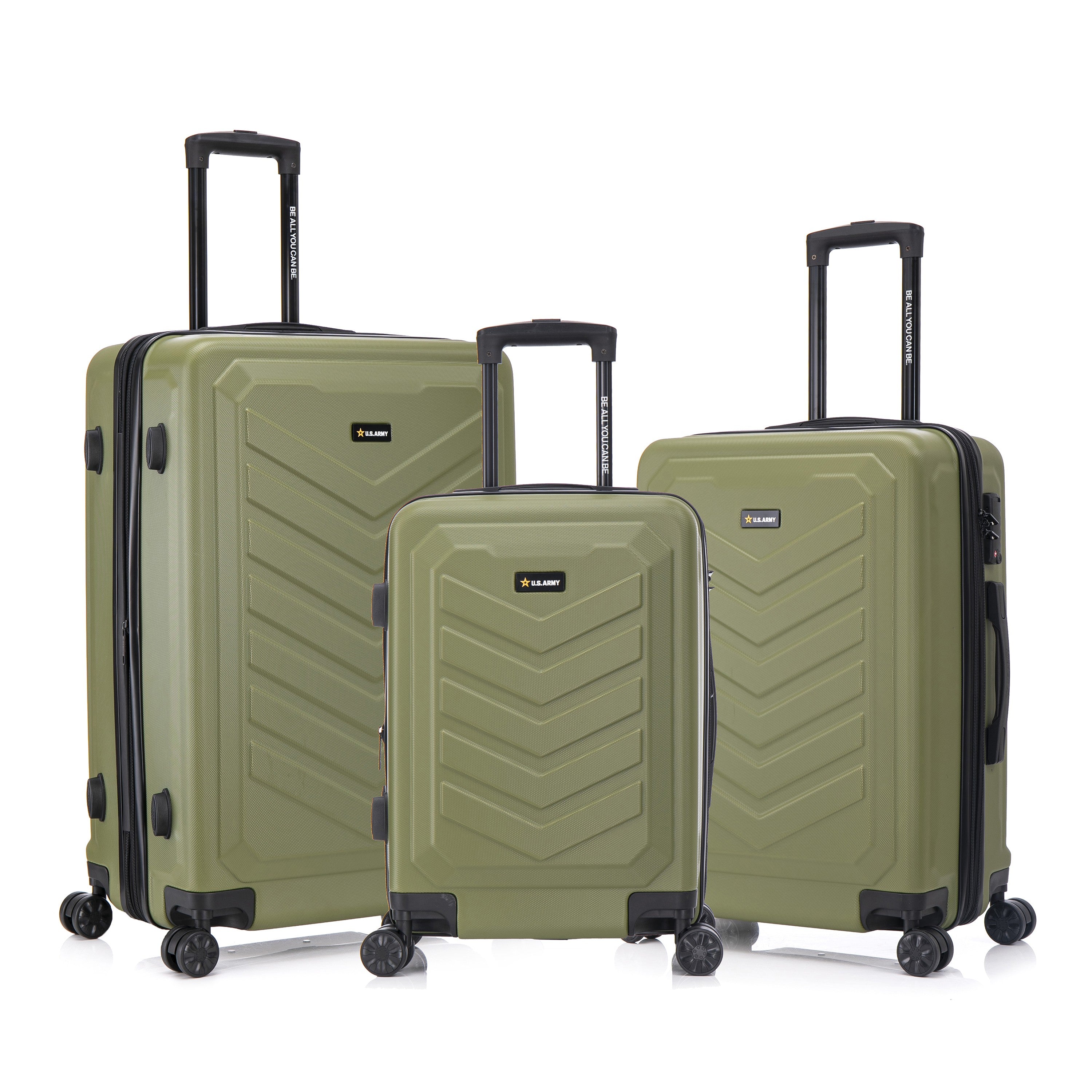 US ARMY FOX PRO 3-piece Luggage Set 20"/24"/28" Expandable Suitcases ...