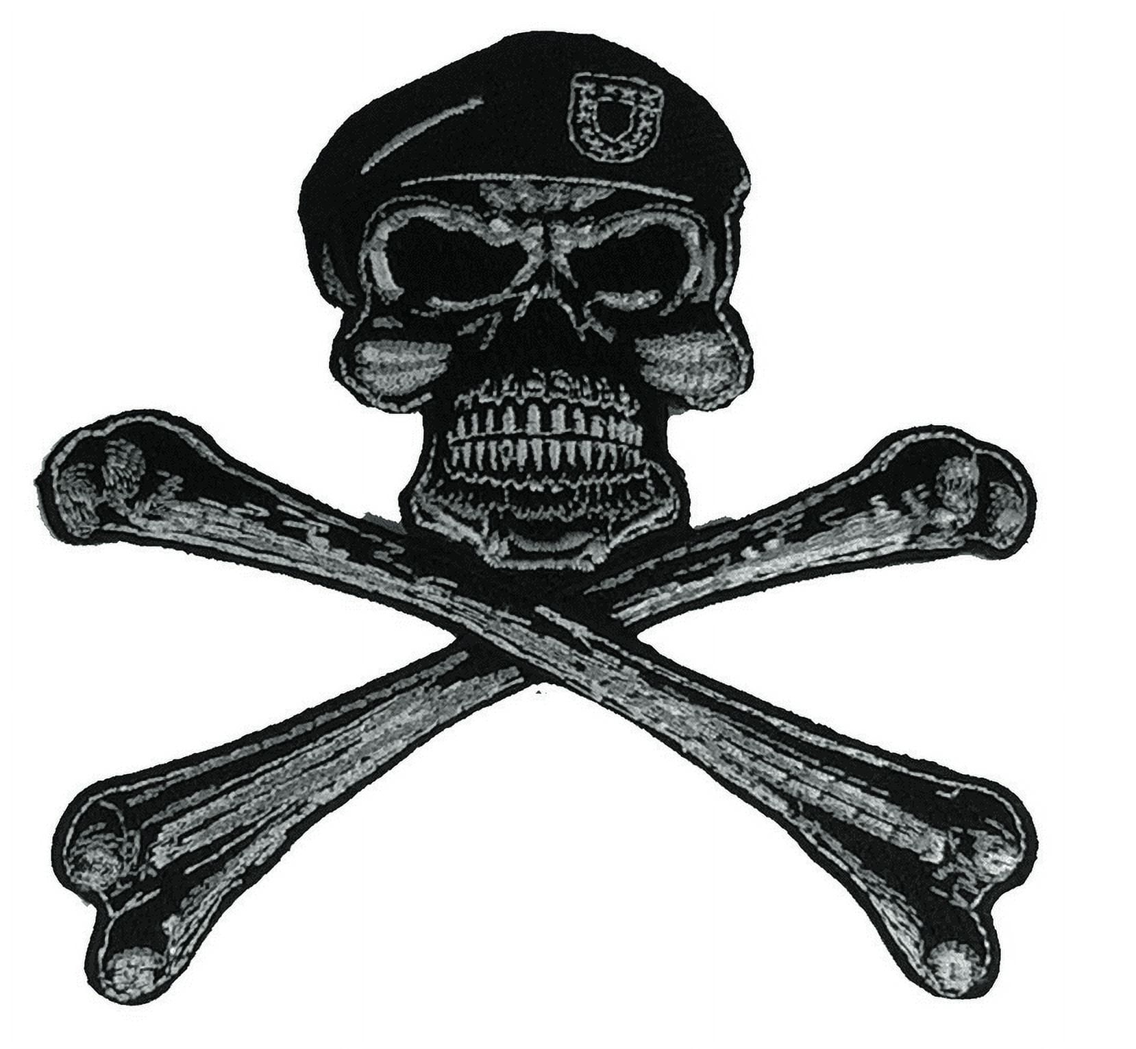 US ARMY SOLDIER VETERAN SKULL AND CROSSBONES WITH BERET PATCH HOOAH ...