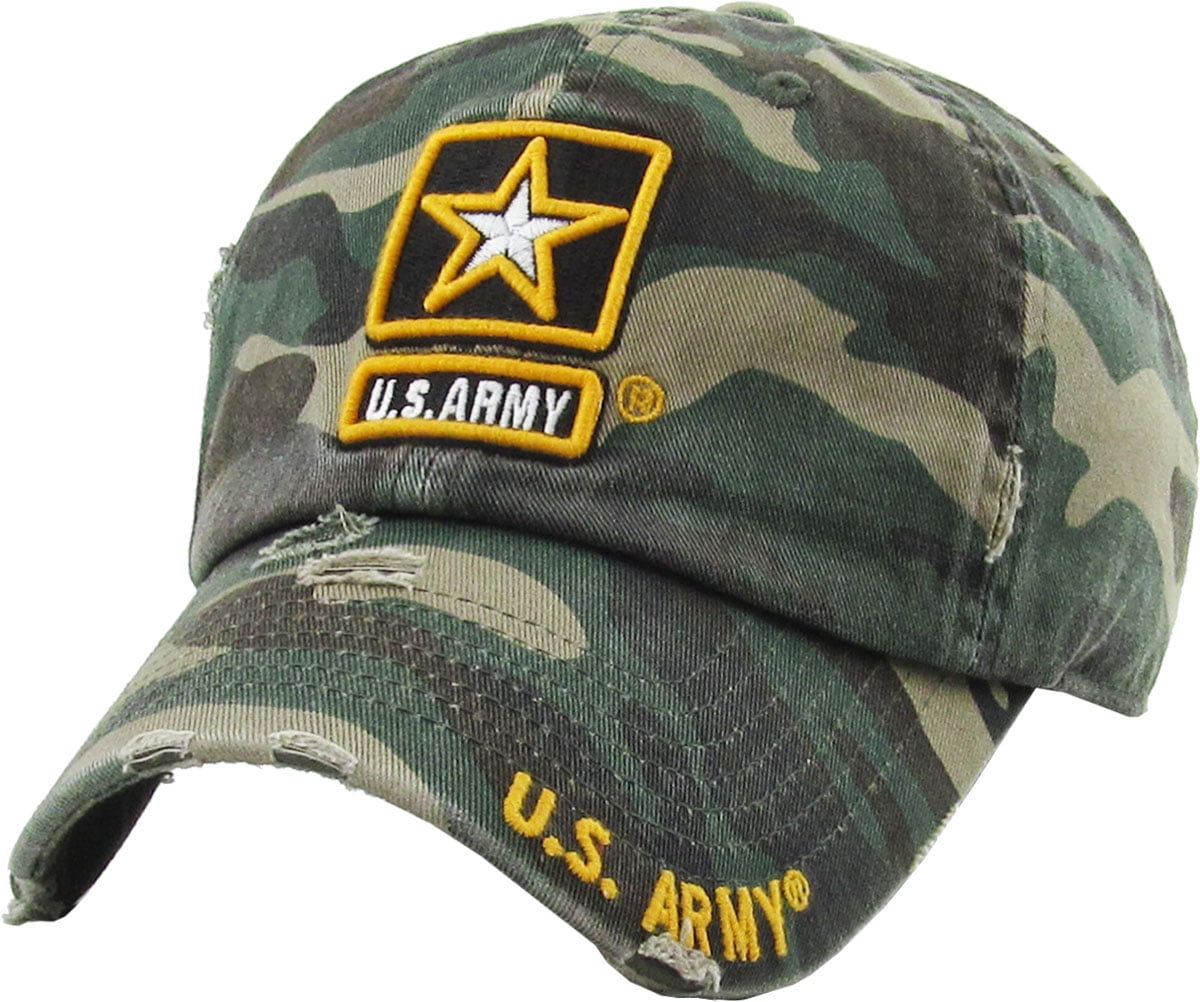 US ARMY Vintage Distressed Washed Cotton Baseball Cap - Walmart.com