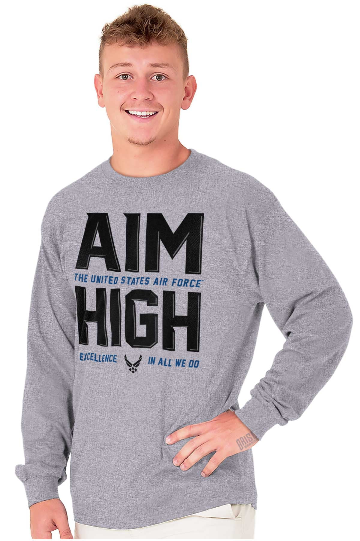 US Air Force Aim High USAF Logo Unisex Plus Size Long Sleeve Tee Shirt ...
