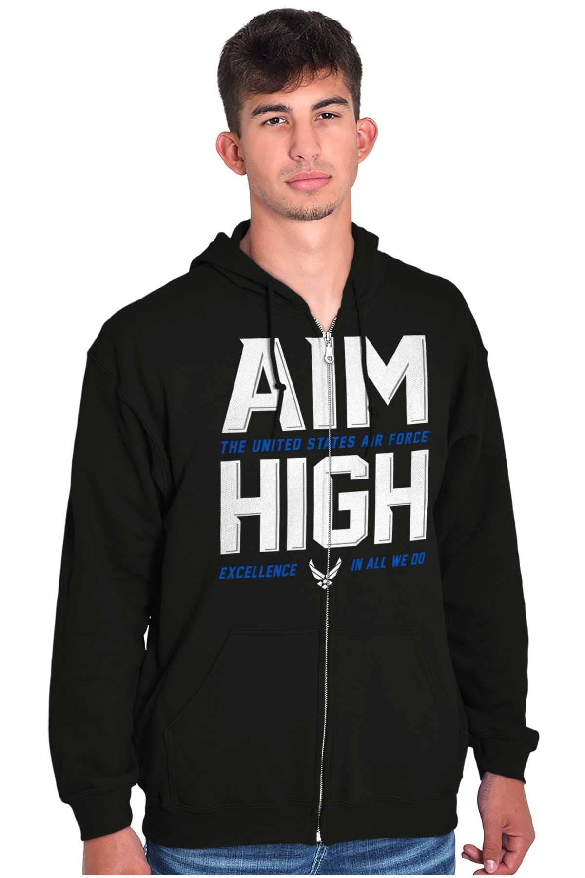 US Air Force Aim High USAF Logo Unisex Plus Size Zip Hoodie Brisco ...