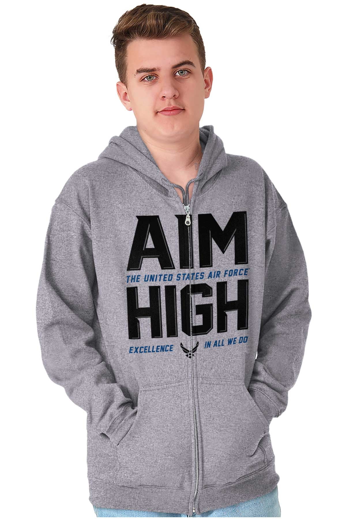 US Air Force Aim High USAF Logo Unisex Plus Size Zip Hoodie Brisco ...