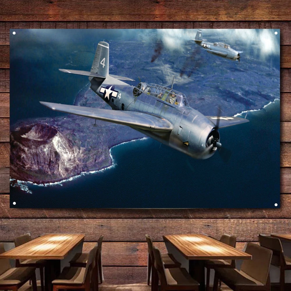 US Air Force Aircraft Flag Banner Wall Chart Canvas Painting WW II ...