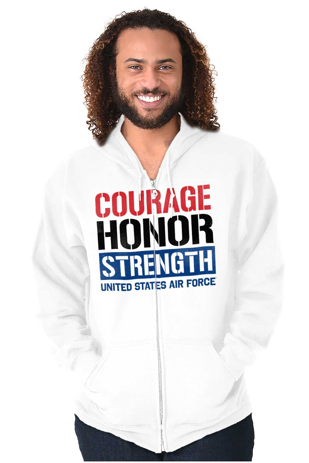 US Air Force Courage Honor Strength Zip Up Hoodie Men's Women's Brisco ...