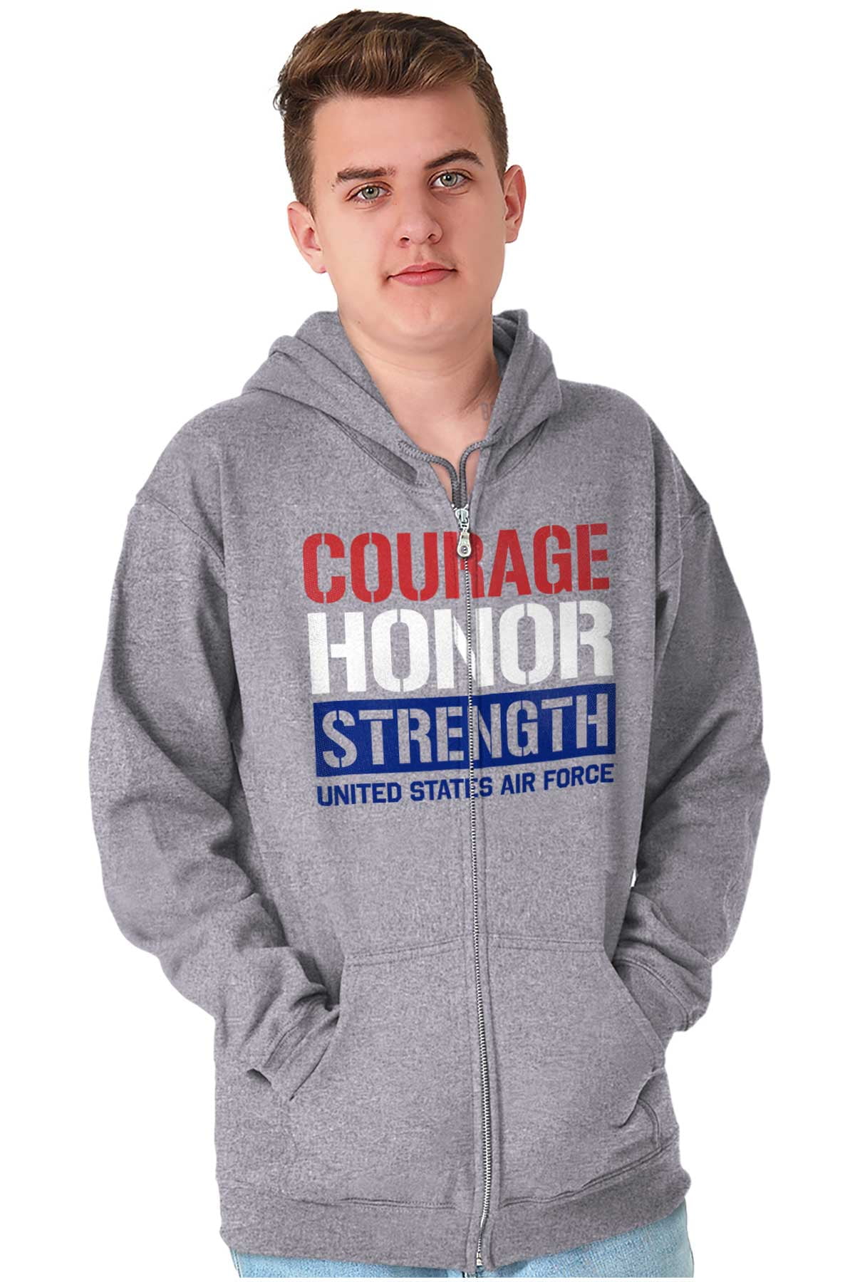 US Air Force Courage Honor Strength Zip Up Hoodie Men's Women's Brisco ...