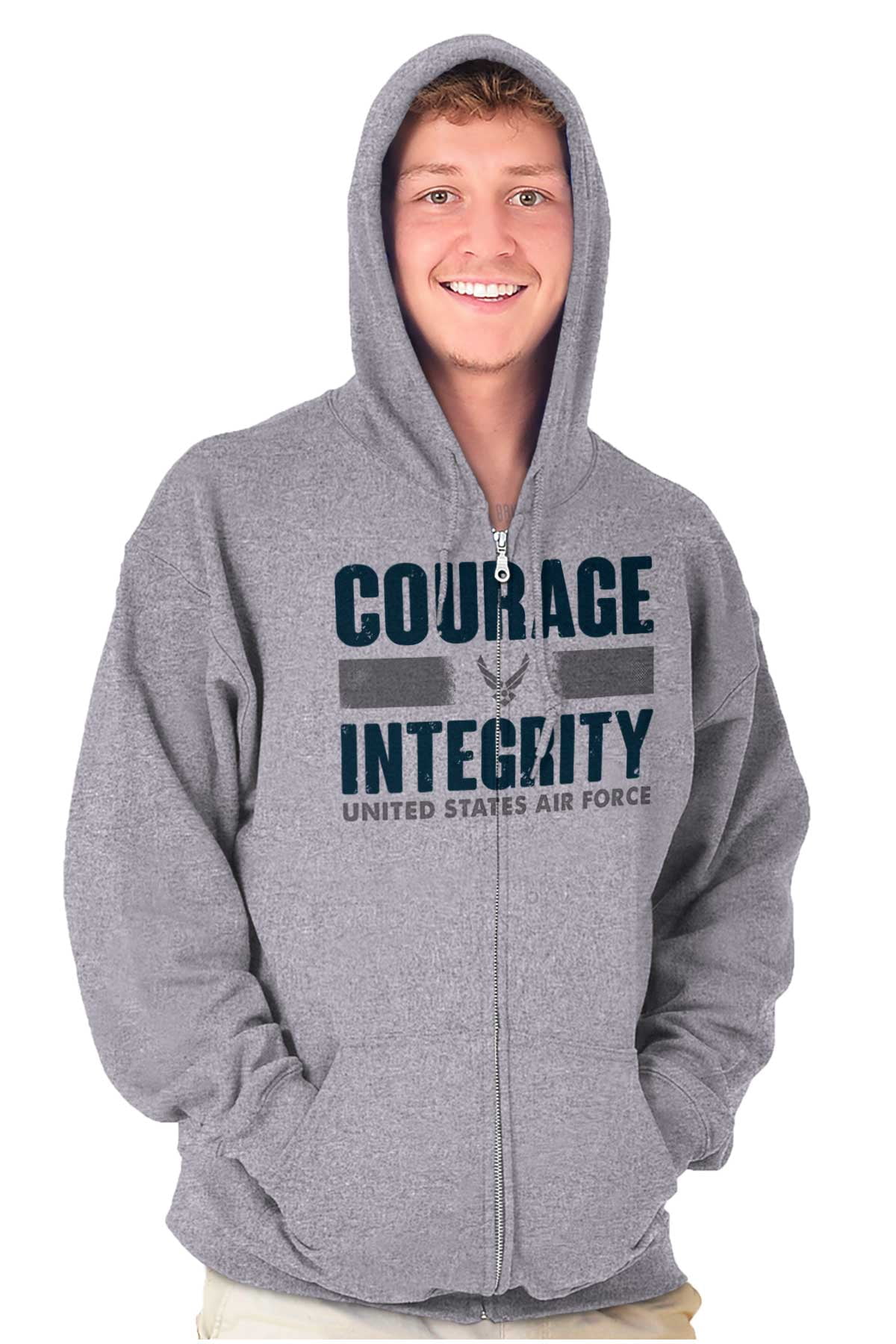 US Air Force Courage Integrity Zip Up Hoodie Men's Women's Brisco ...