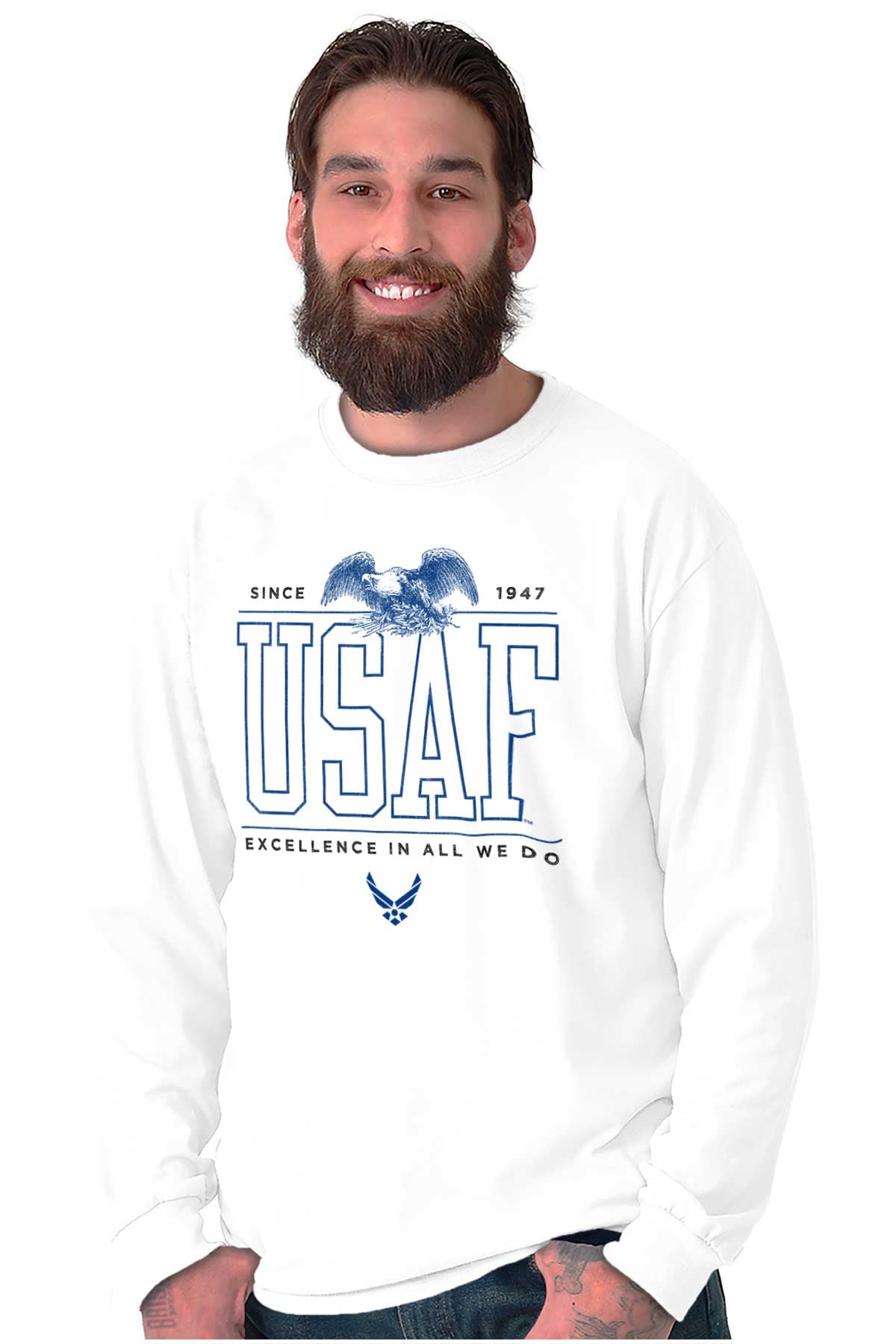 Us Air Force Excellence Bald Eagle Long Sleeve Tshirt Men Women Brisco