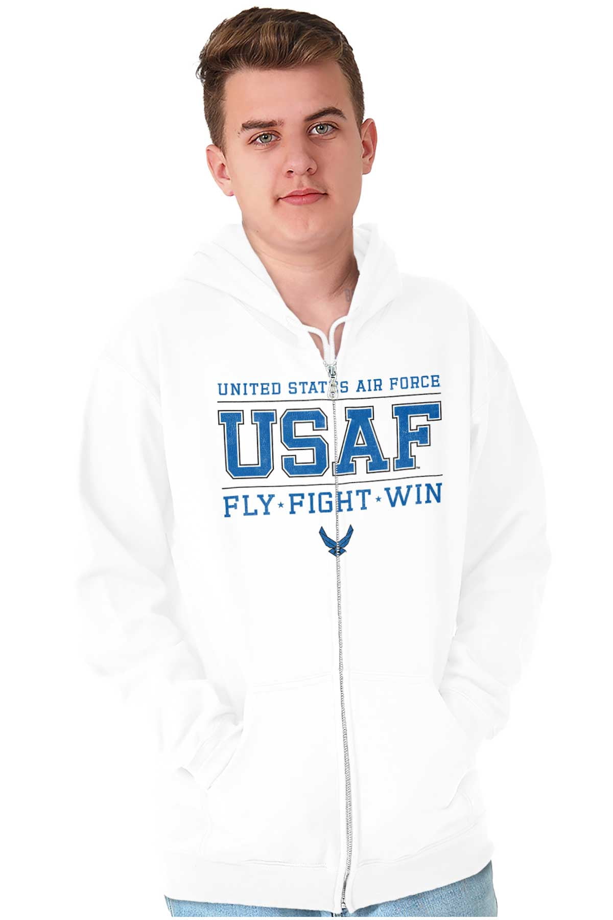 US Air Force Fly Fight Win Athletic Zip Up Hoodie Men's Women's Brisco ...