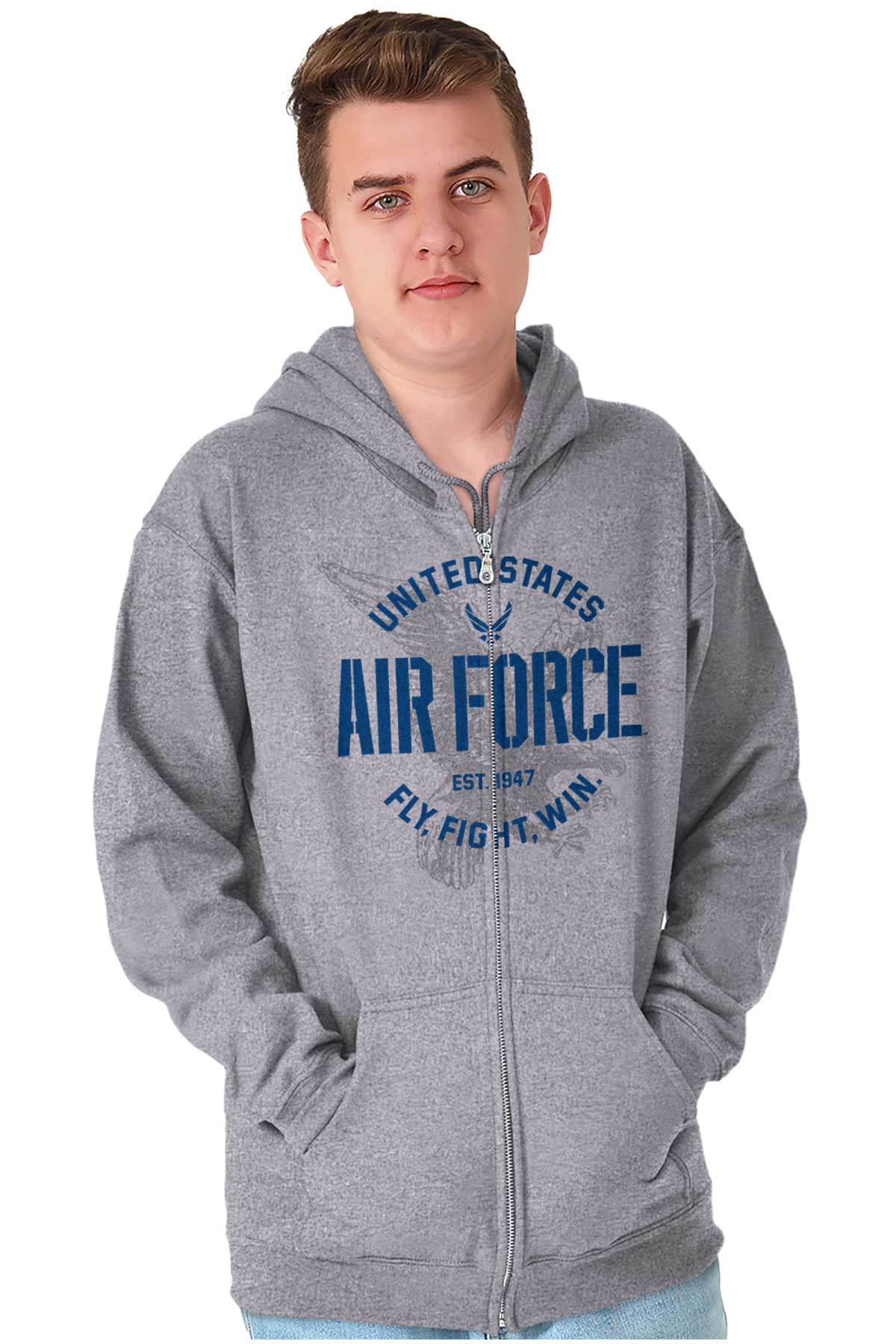 US Air Force Fly Fight Win Eagle Zip Up Hoodie Men's Women's Brisco ...