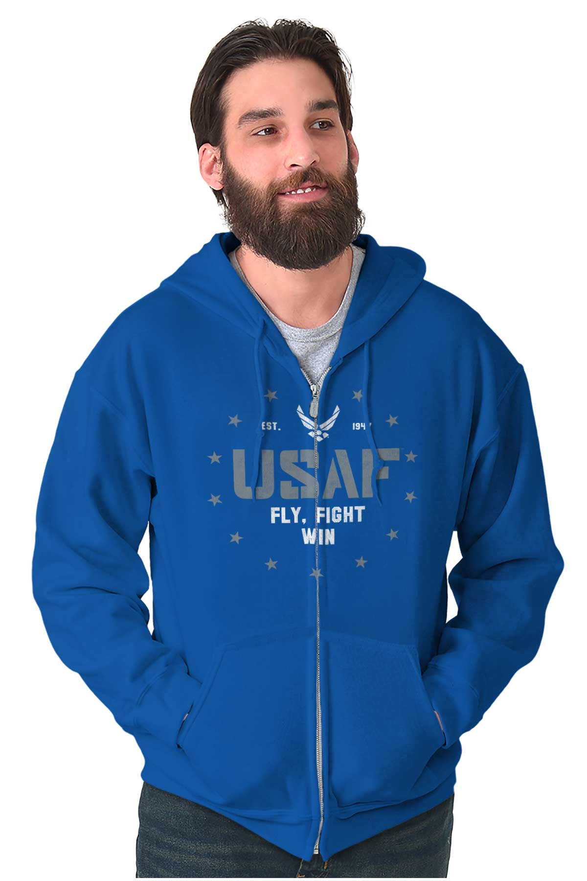 US Air Force Fly Fight Win Logo Zip Up Hoodie Men's Women's Brisco ...