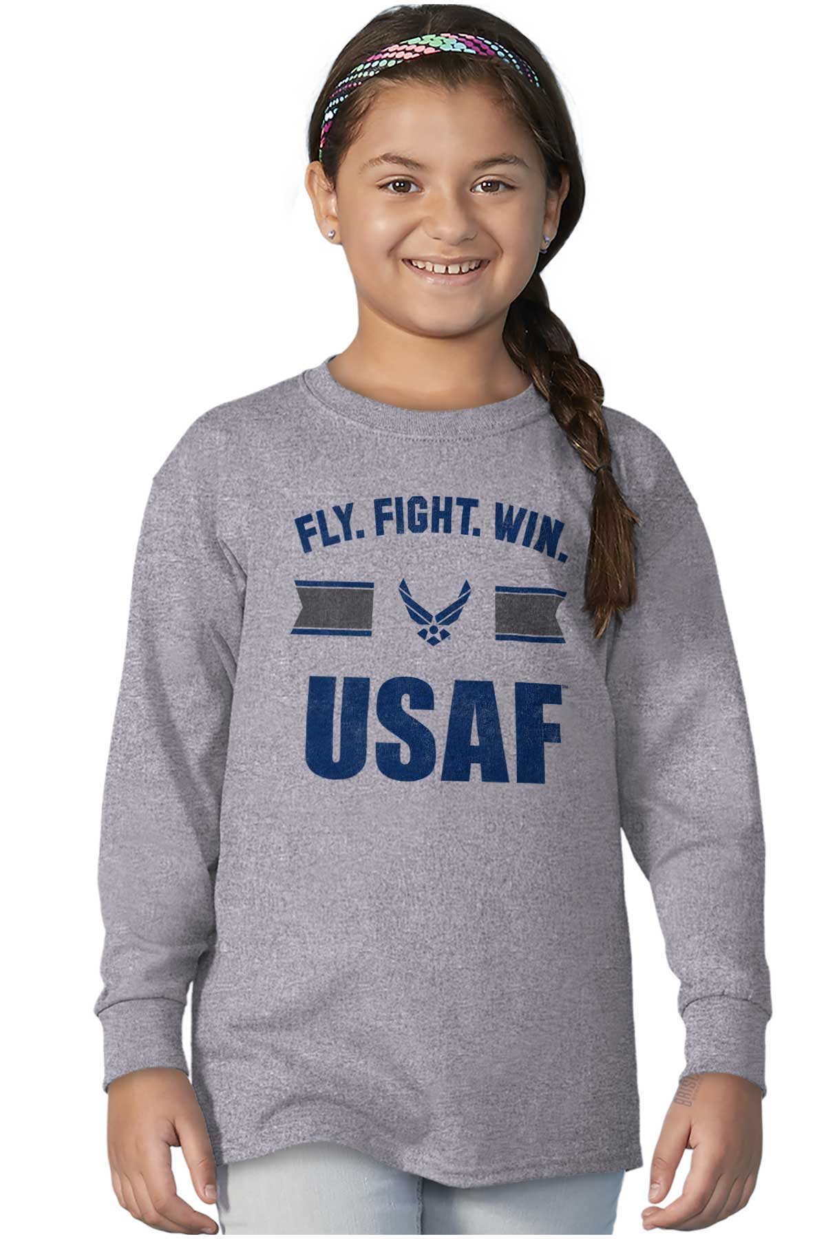 US Air Force Fly Fight Win USAF Long Sleeve Tee Boy Girl Teen Brisco ...