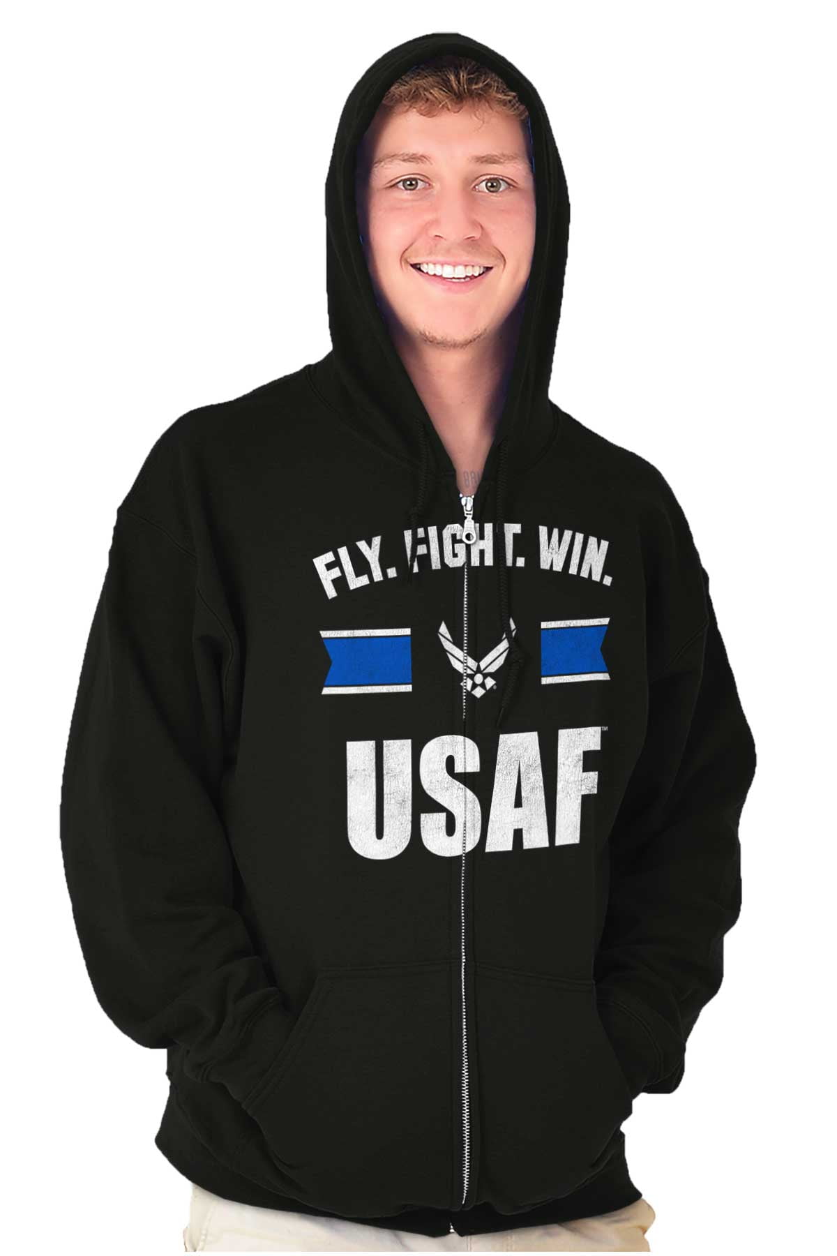US Air Force Fly Fight Win USAF Zip Up Hoodie Men's Women's Brisco ...