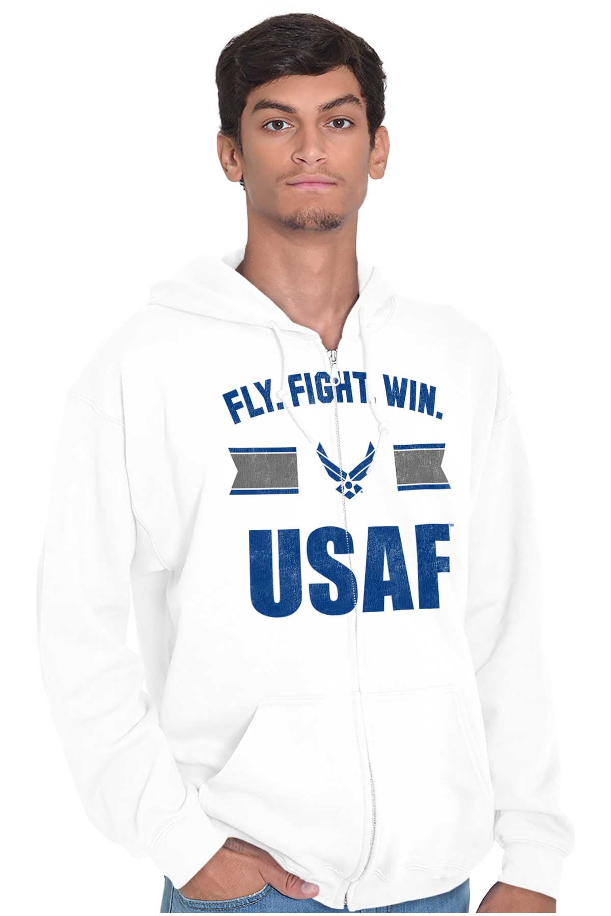 US Air Force Fly Fight Win USAF Zip Up Hoodie Men's Women's Brisco ...
