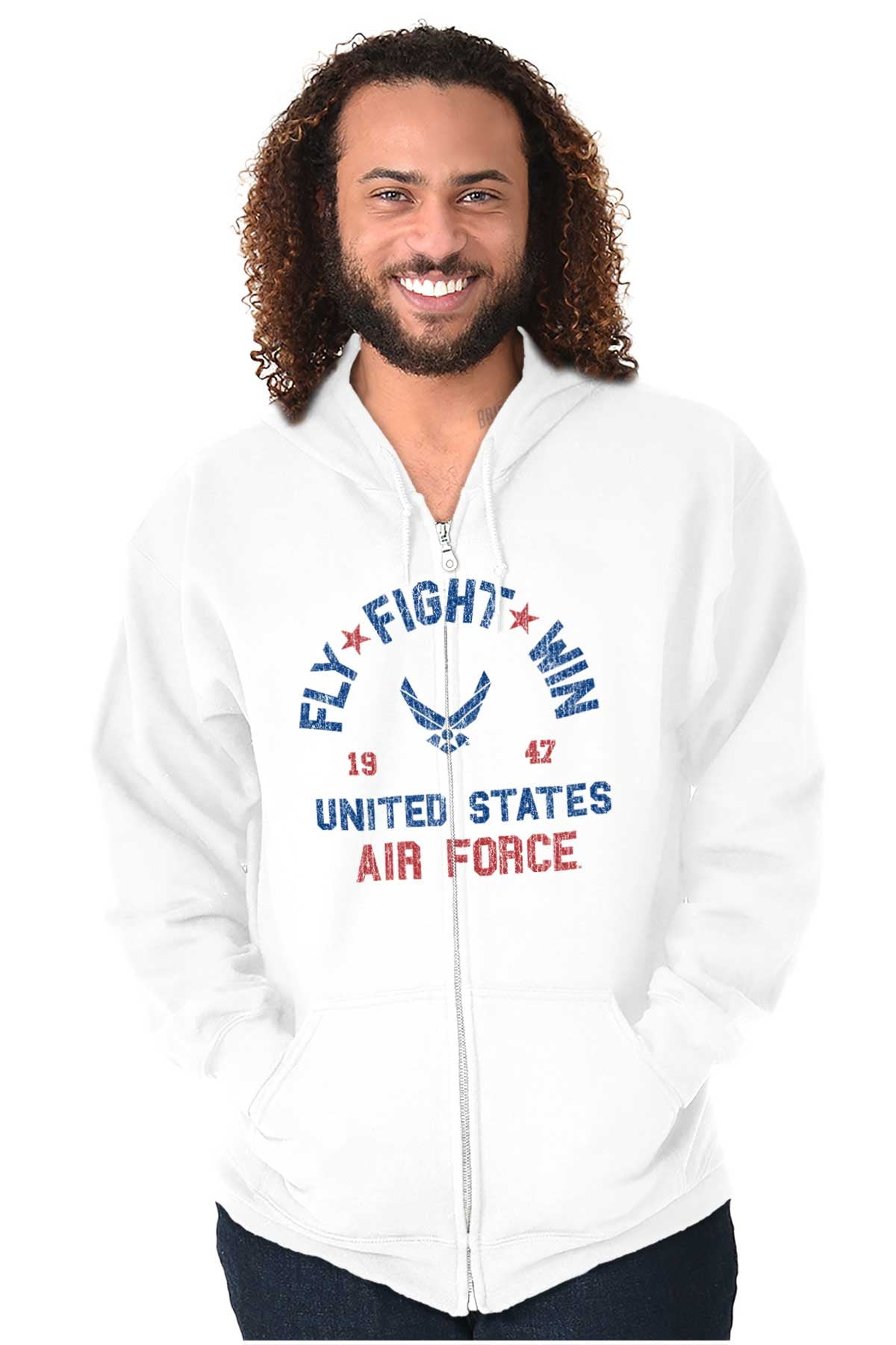 US Air Force Fly Fight Win Vintage Unisex Plus Size Zip Hoodie Brisco ...